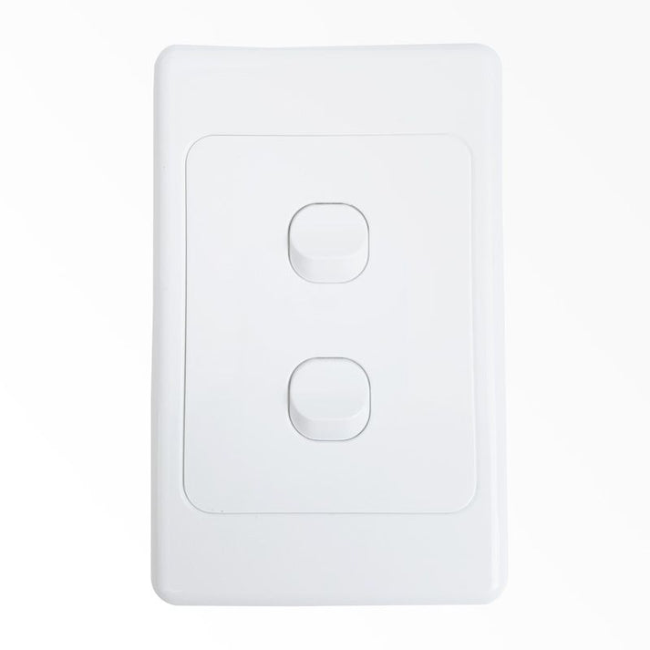 Double Vertical Light Switch NZ Standards – Green LED