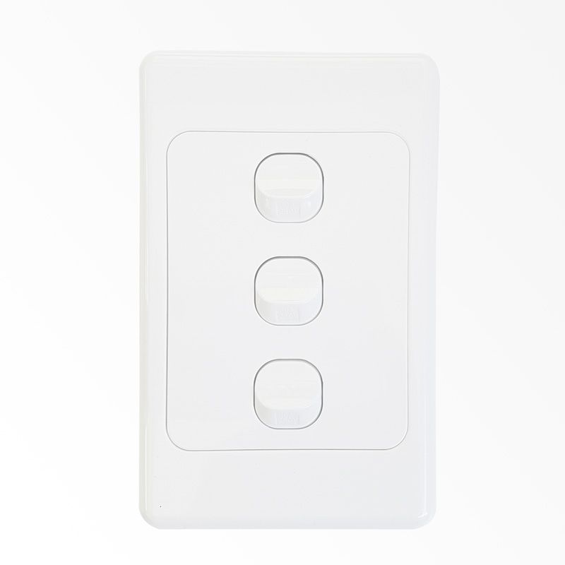 Triple Vertical Light Switch NZ Standards – Green LED